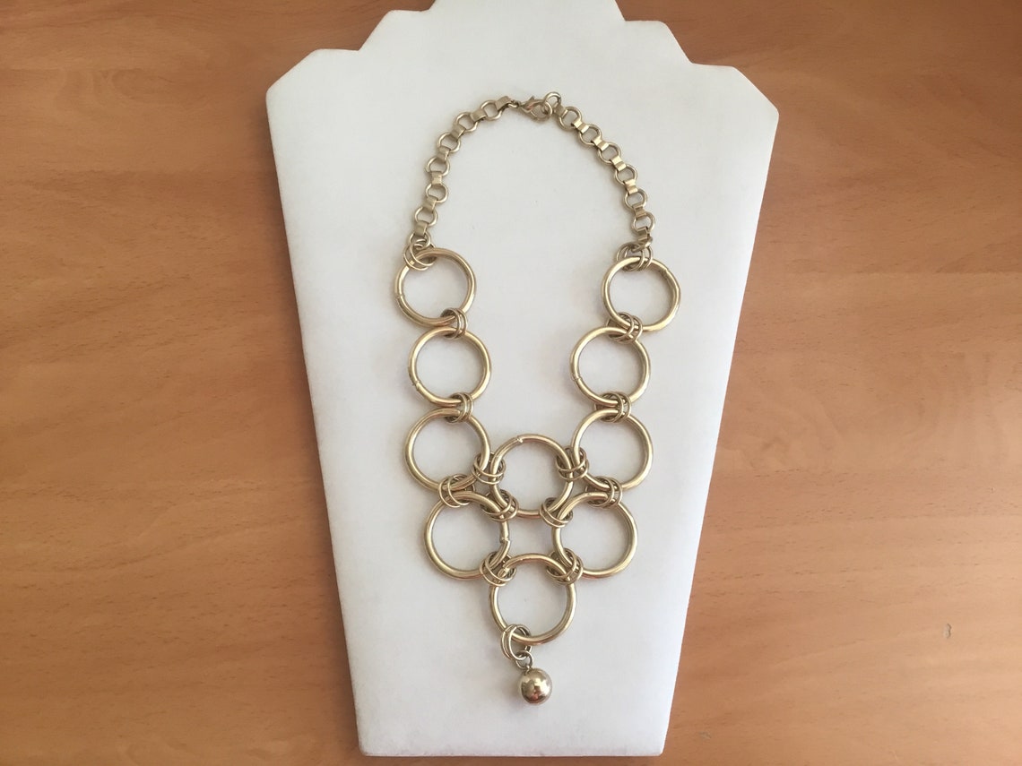 Collar vintage gargantilla Gold Tone Rings - Etsy México
