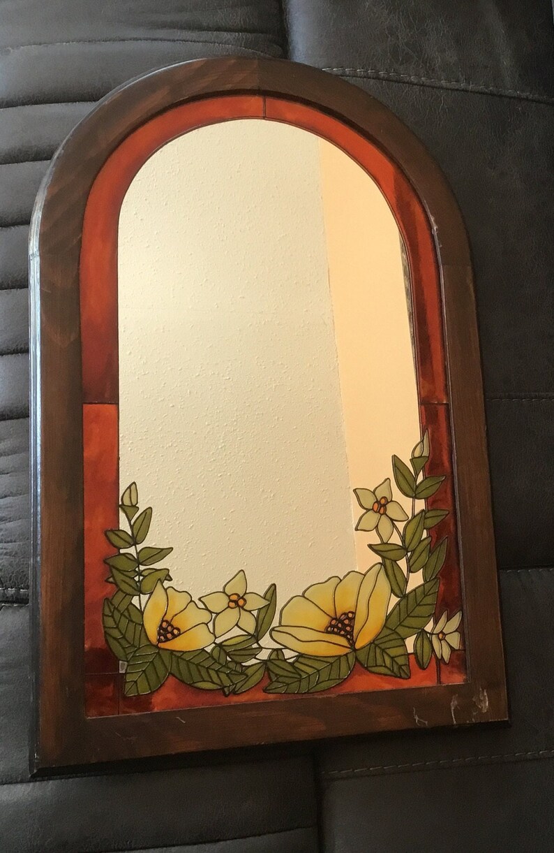 Vintage Faux Stained Glass Mirror - Etsy