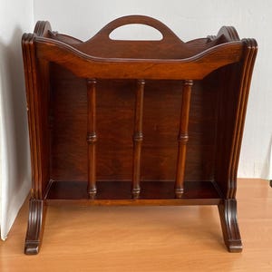 Vintage Large Solid Wood Magazine Rack With Handle - Etsy