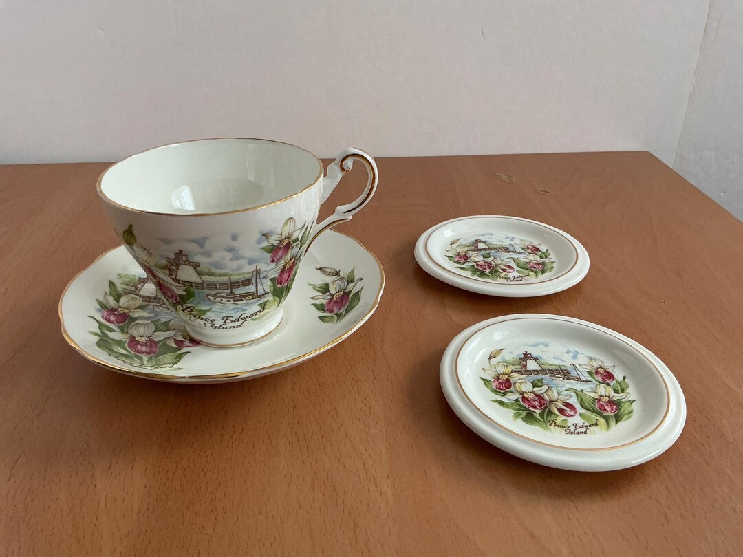 Vintage Prince Edward Island Tea Cup and Saucer Set With 2 Cup Lids or ...