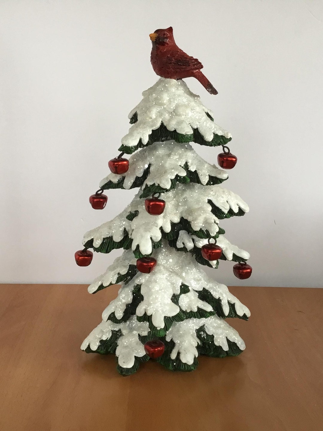 Christmas Tree With Red Bells and Cardinal Topper Tabletop - Etsy