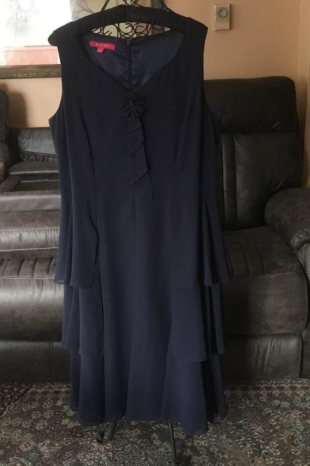 Vintage Jacques Vert Dress Navy Blue Size 14 - Etsy