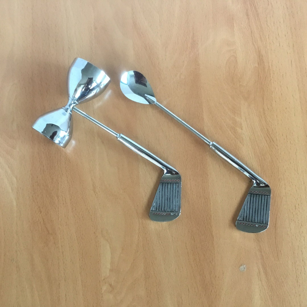 Vintage Bartender Golf Club Stirring Spoon and Jigger Set - Etsy