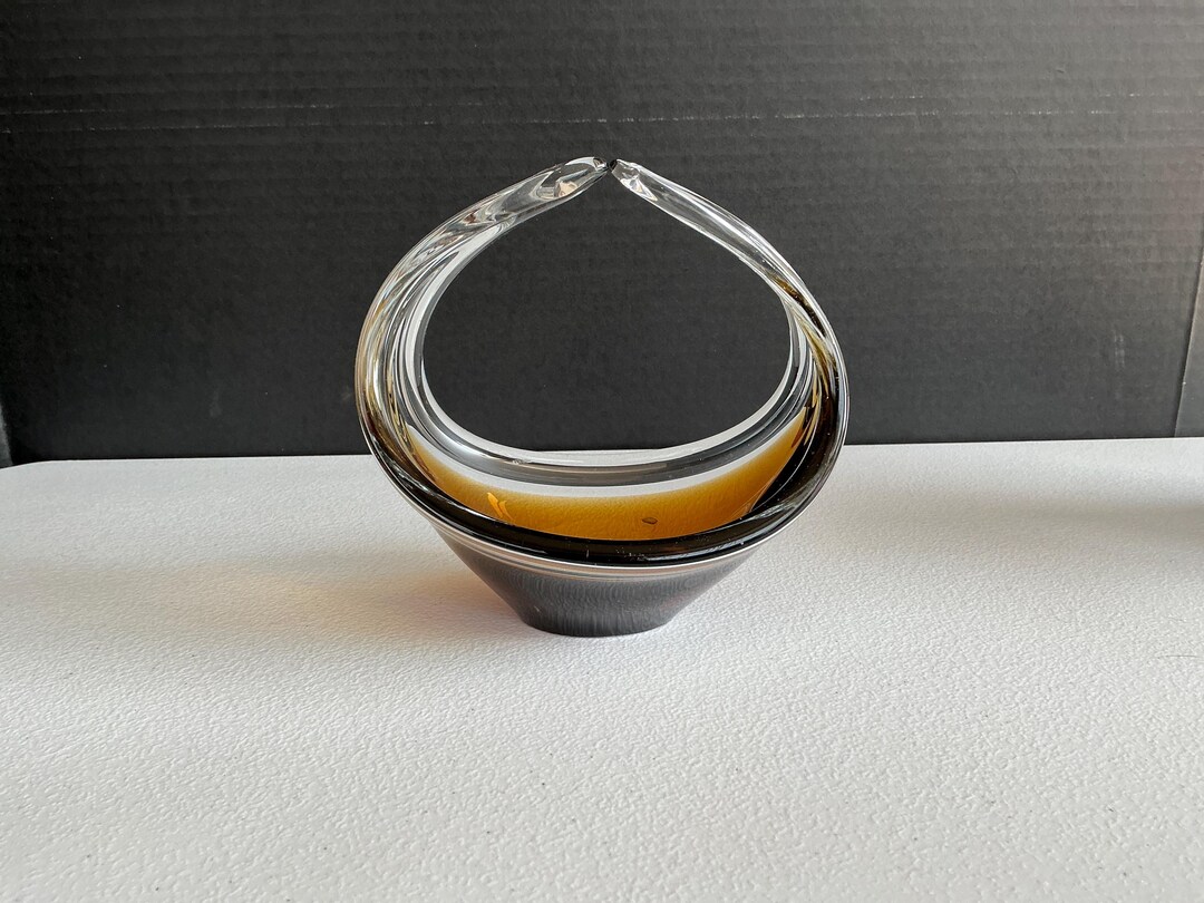 Vintage Brown Blown Glass Decor Art Glass Basket 6” - Etsy