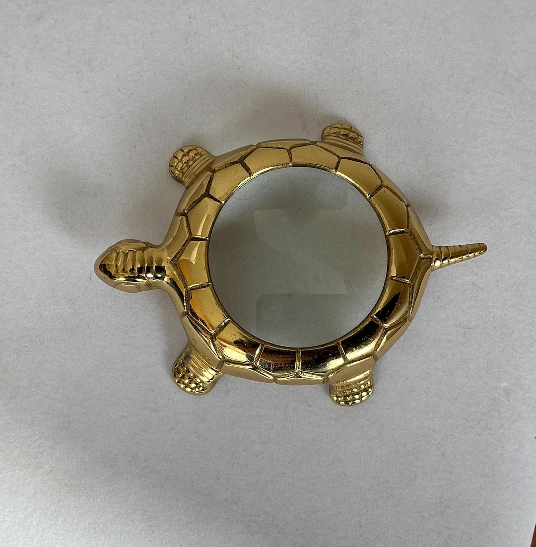 Vintage Brass Turtle Magnifying Glass Paper Weight - Etsy