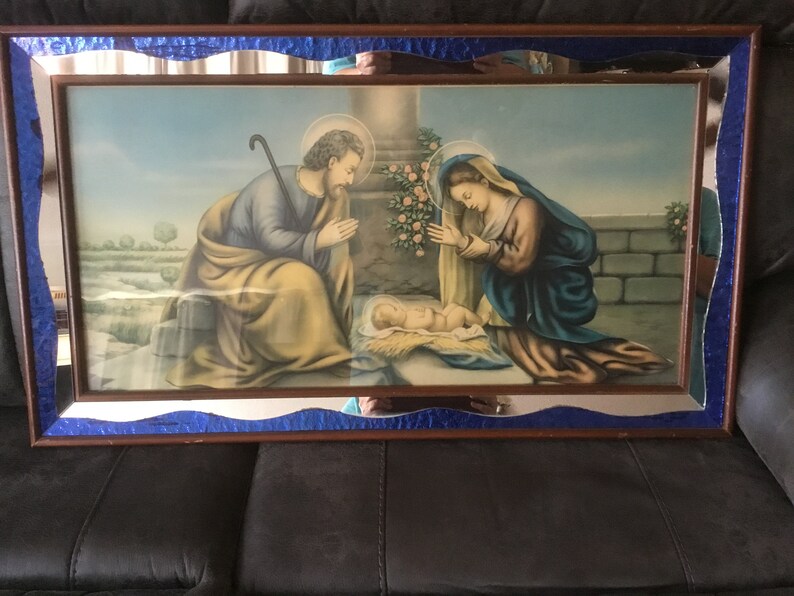 Vintage Virgin Mary Joseph Jesus Nativity Print Original Lithograph ...