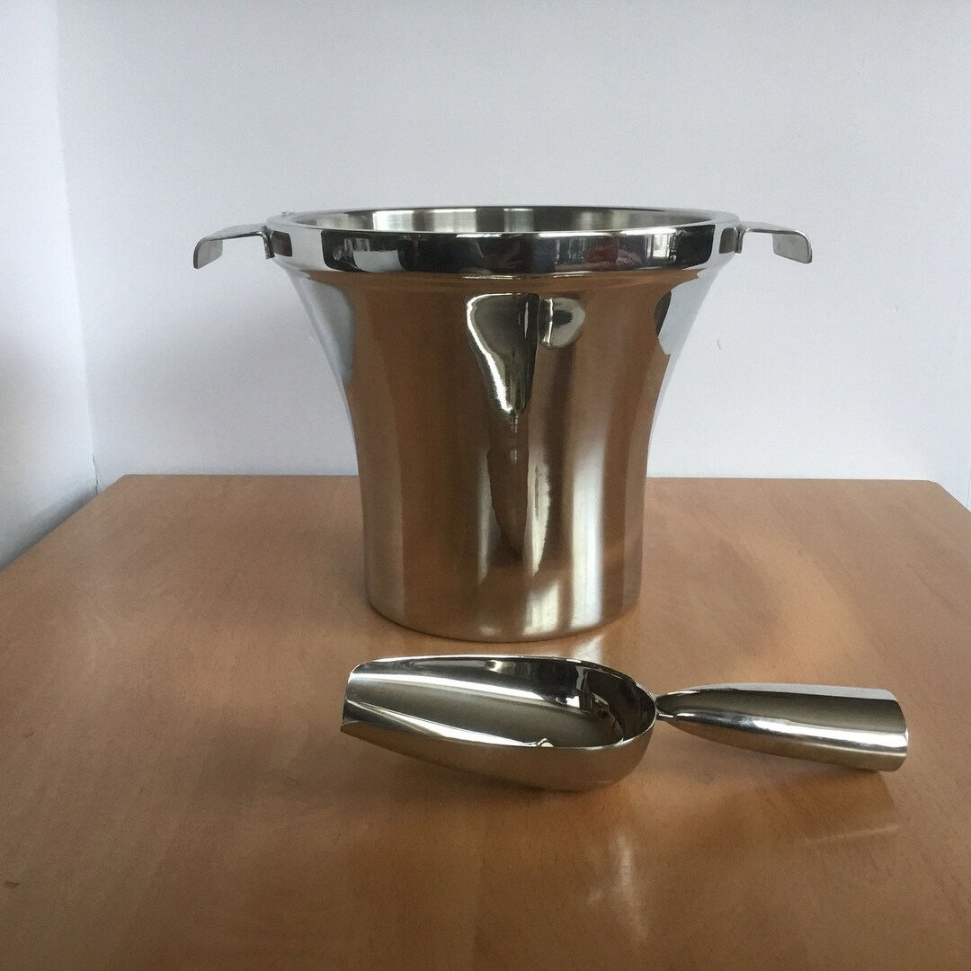 Stainless Steel Champagne Chiller Bucket With Ice Scoop - Etsy