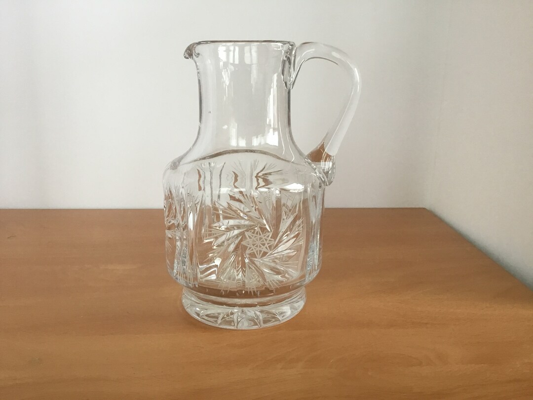 Vintage Crystal Glass Pinwheel Water Jug Pitcher - Etsy