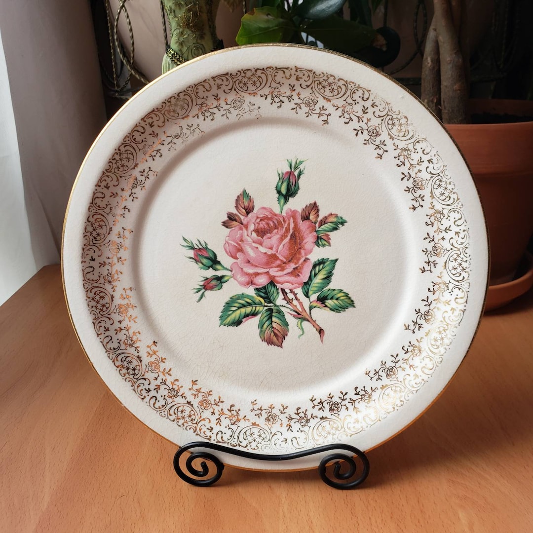 Vintage Gregorian China Cornish Rose Pattern 22 Kt. Gold Collector ...