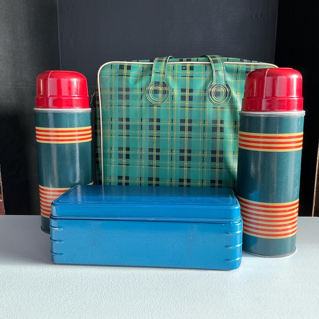 Vintage Sears Roebuck J.C. Higgins Plaid Lunch Box for 2 Picnic Set - Etsy