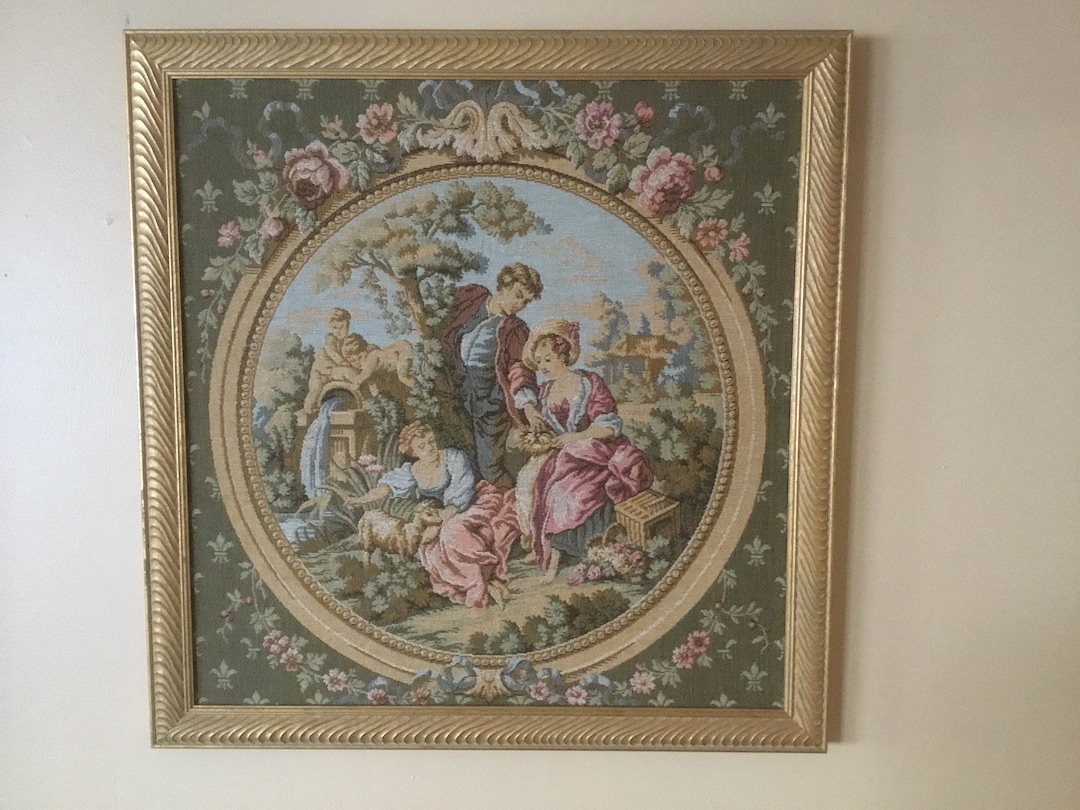 Vintage Large Framed Tapestry - Etsy
