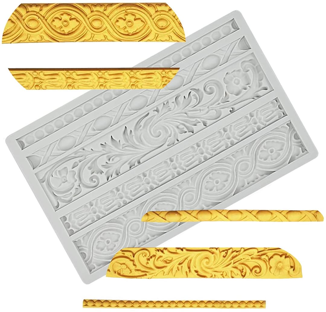 Baroque Scroll Silicone Mold: Cake Border, Fondant Lace, Gum Paste - Etsy