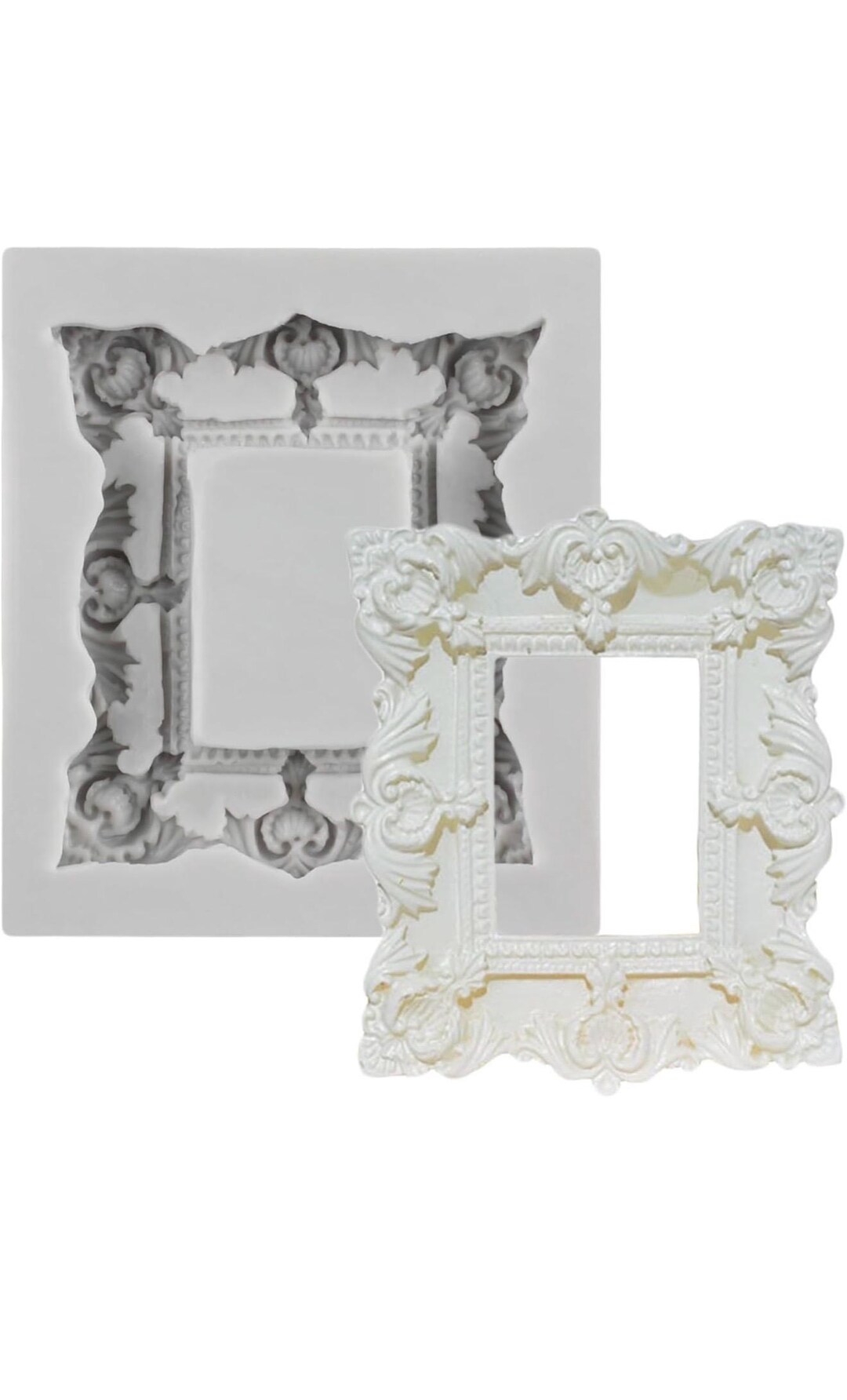 Photo Frame Silicone Mold Baroque Style Picture Frame Fondant Mold for ...