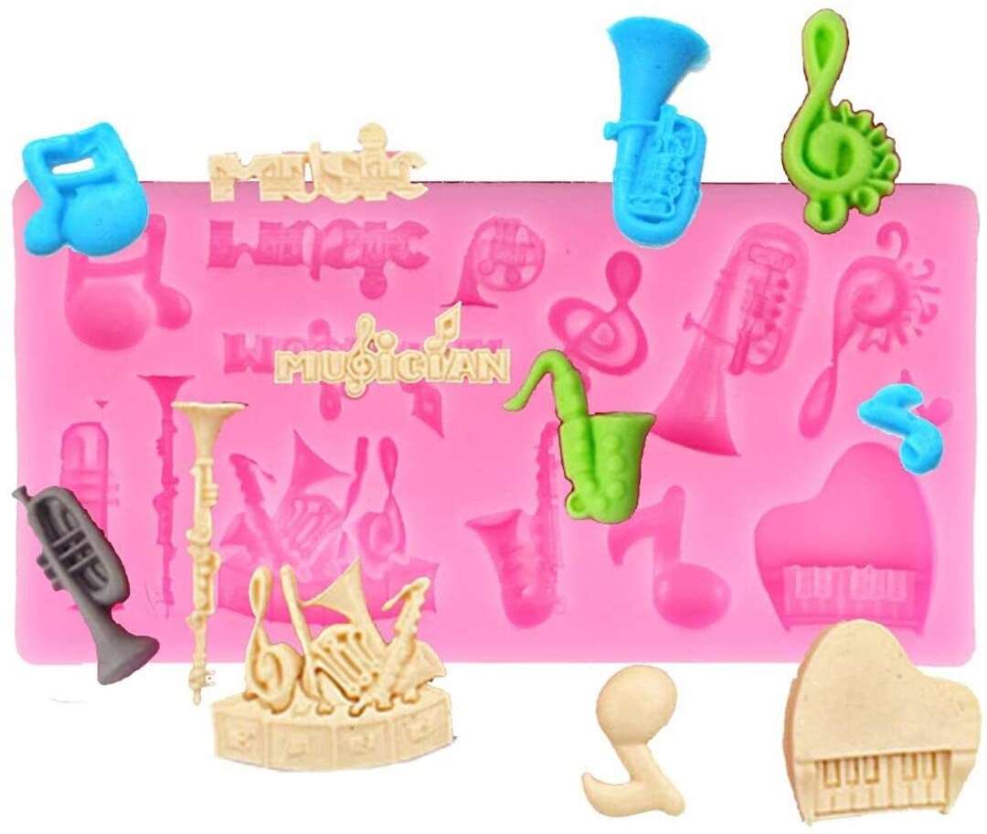 Mini Musical Instruments Clef Silicone Molds for DIY Cake Fondant ...