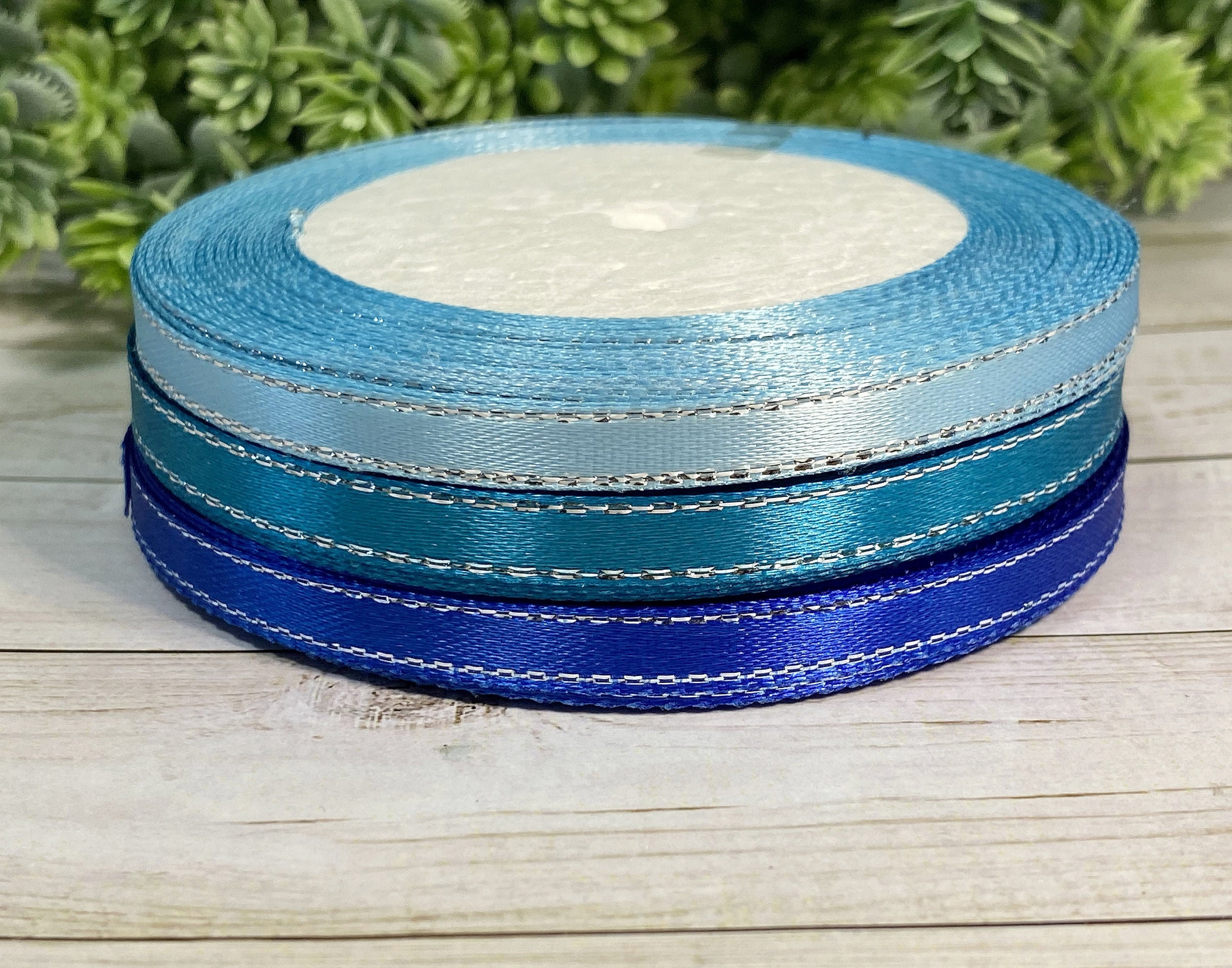 Set of 3 Ribbons-blue Collection 25 Yards/each 1/4 - Etsy UK