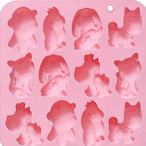 1pc Cartoon Animals Chocolate Mold, 3D Silicone Mold, 12 Cavity Candy ...
