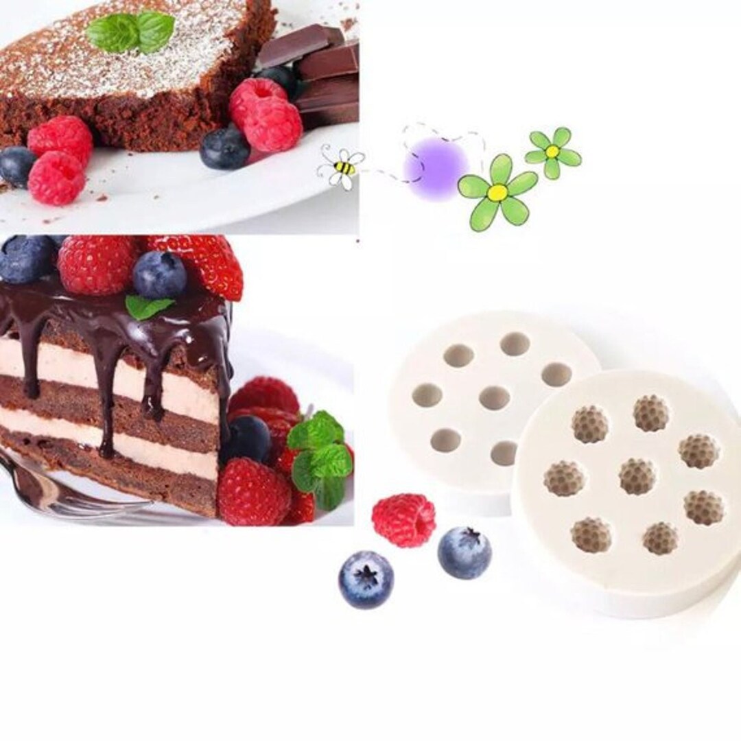 3D Blueberry Raspberry Mold Silicone Fondant Mold-fondant Berries Mold ...