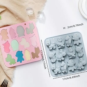 1pc Cartoon Animals Chocolate Mold, 3D Silicone Mold, 12 Cavity Candy ...