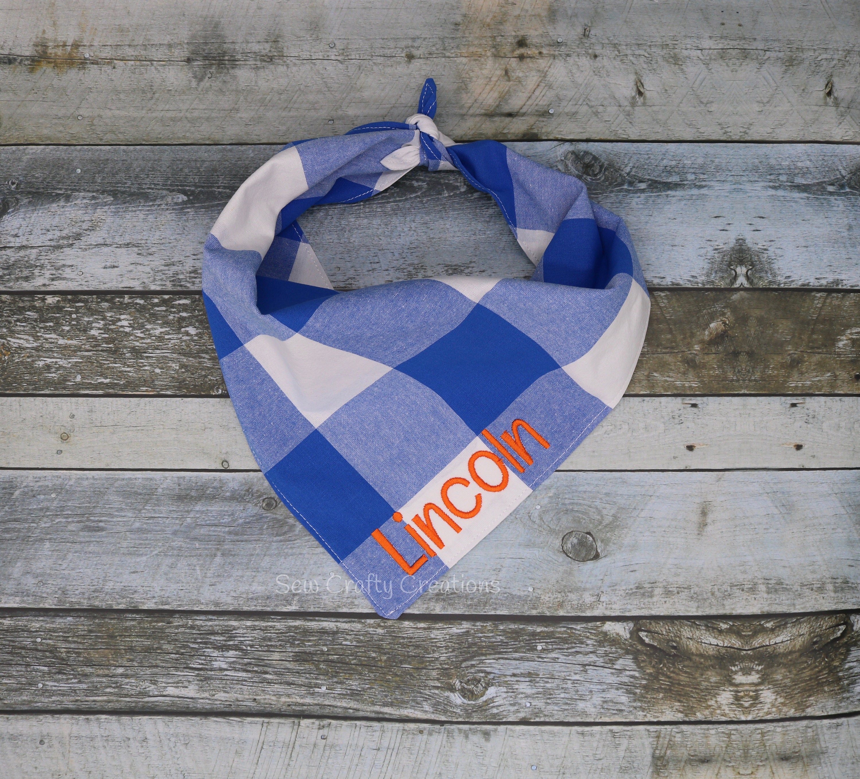 Personalized Blue Plaid Bandana Custom Embroidered Bandana - Etsy UK