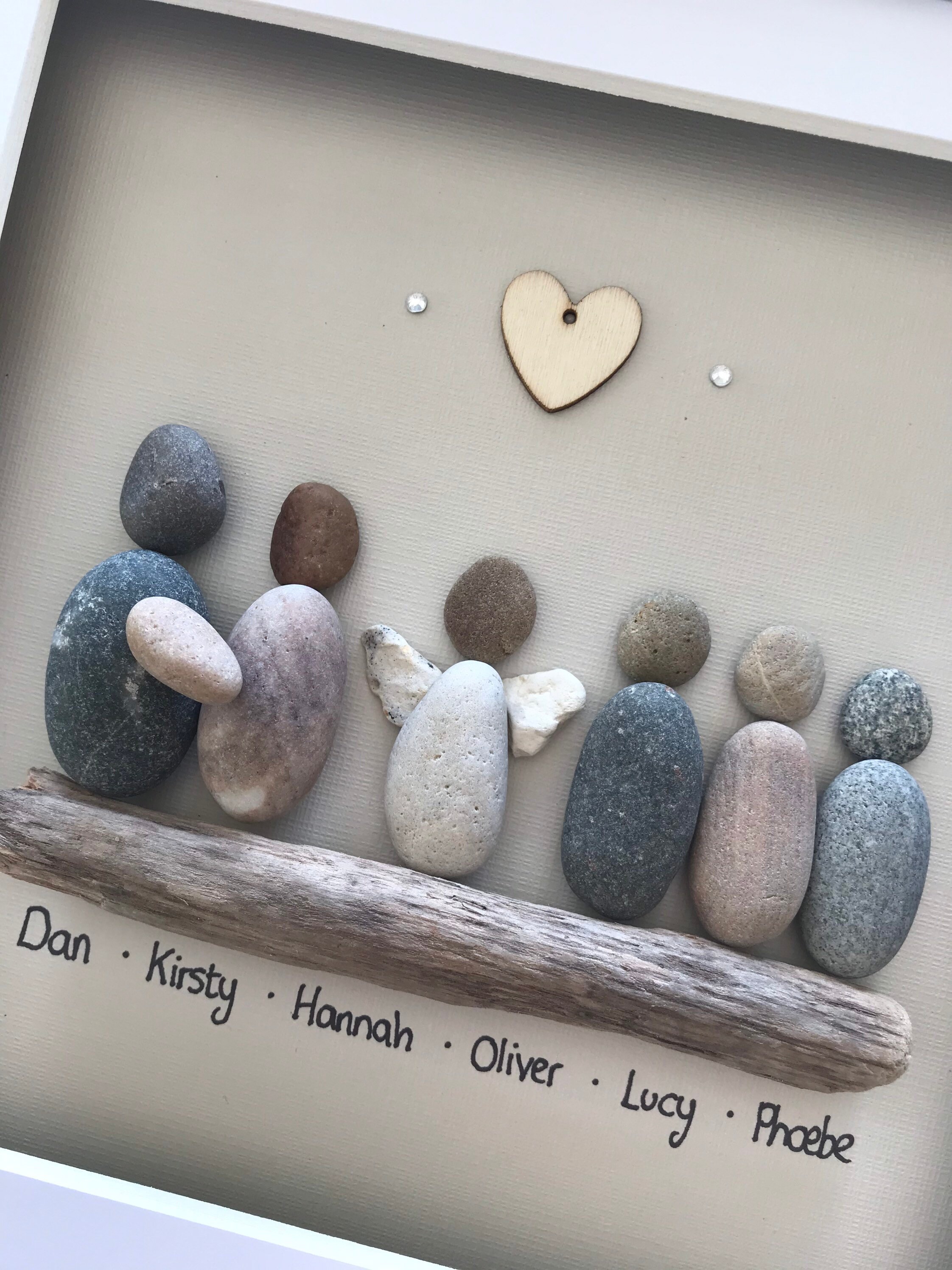 Family Pebble Art Personalised Family Picture Stone Family - Etsy
