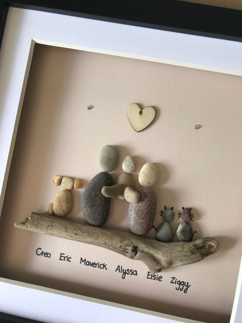 Family Pebble Art Personalised Family Picture Stone Family - Etsy