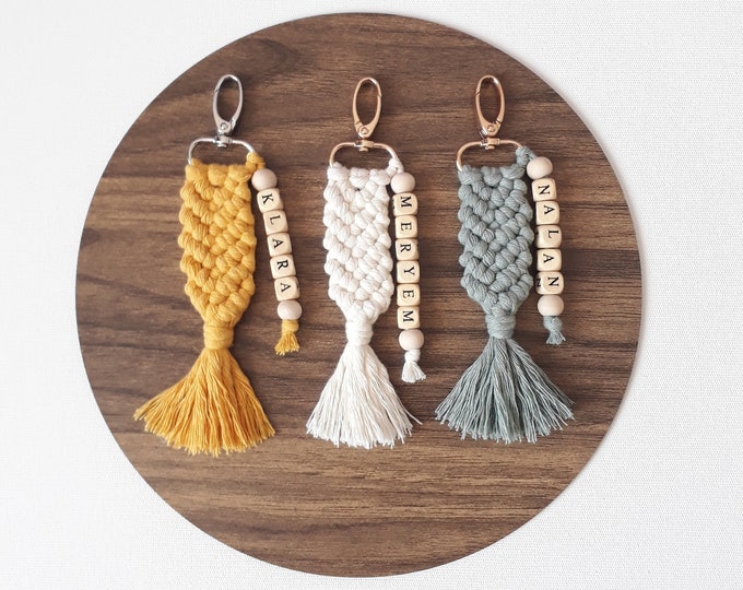Personalized Macrame Keychain, Christmas Gifts for Her, Bulk Gifts - Etsy
