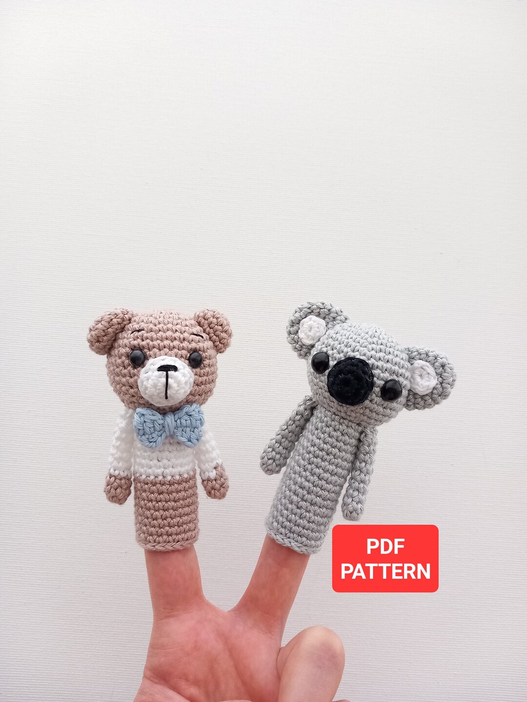 Crochet Bear & Koala Finger Puppet Pattern (PDF Download) - Etsy