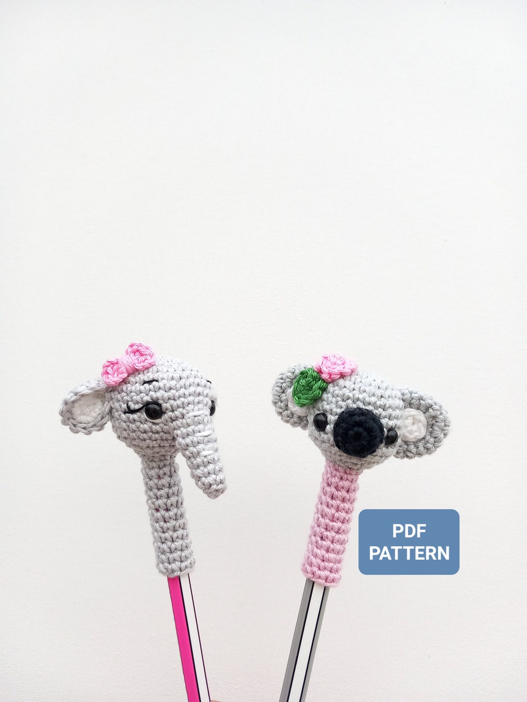 Crochet Pencil Topper Pattern, Crochet Elephant Pencil Topper Pattern ...
