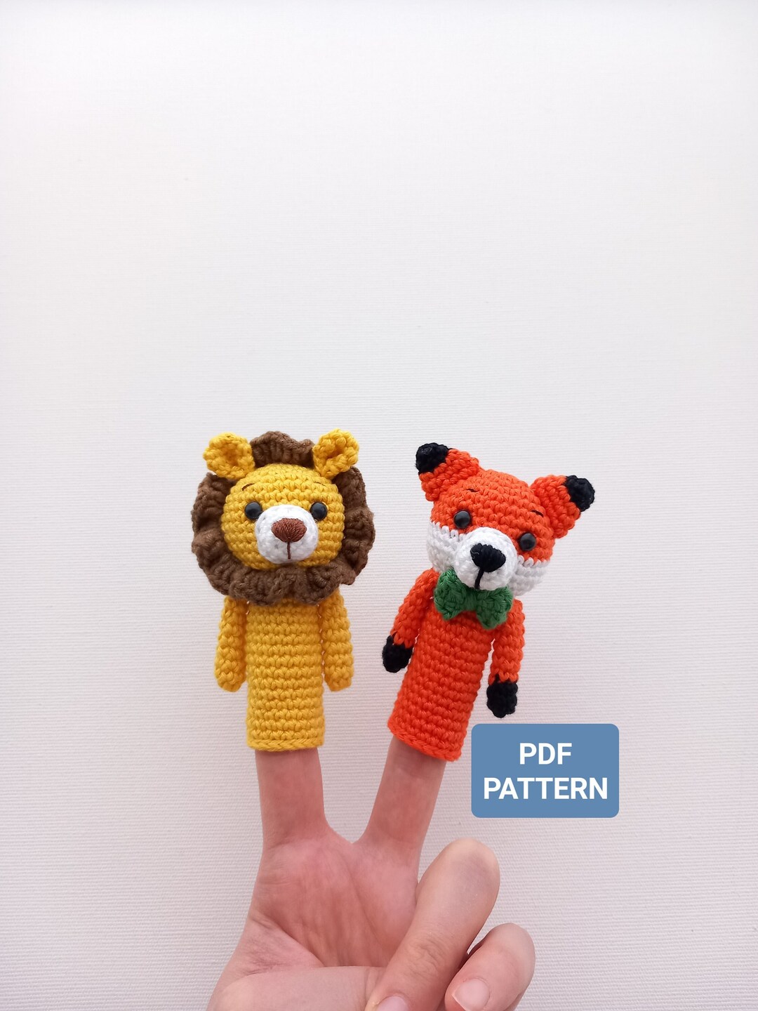 Crochet Lion Finger Puppet Pattern (PDF Download), Crochet Lion Finger ...