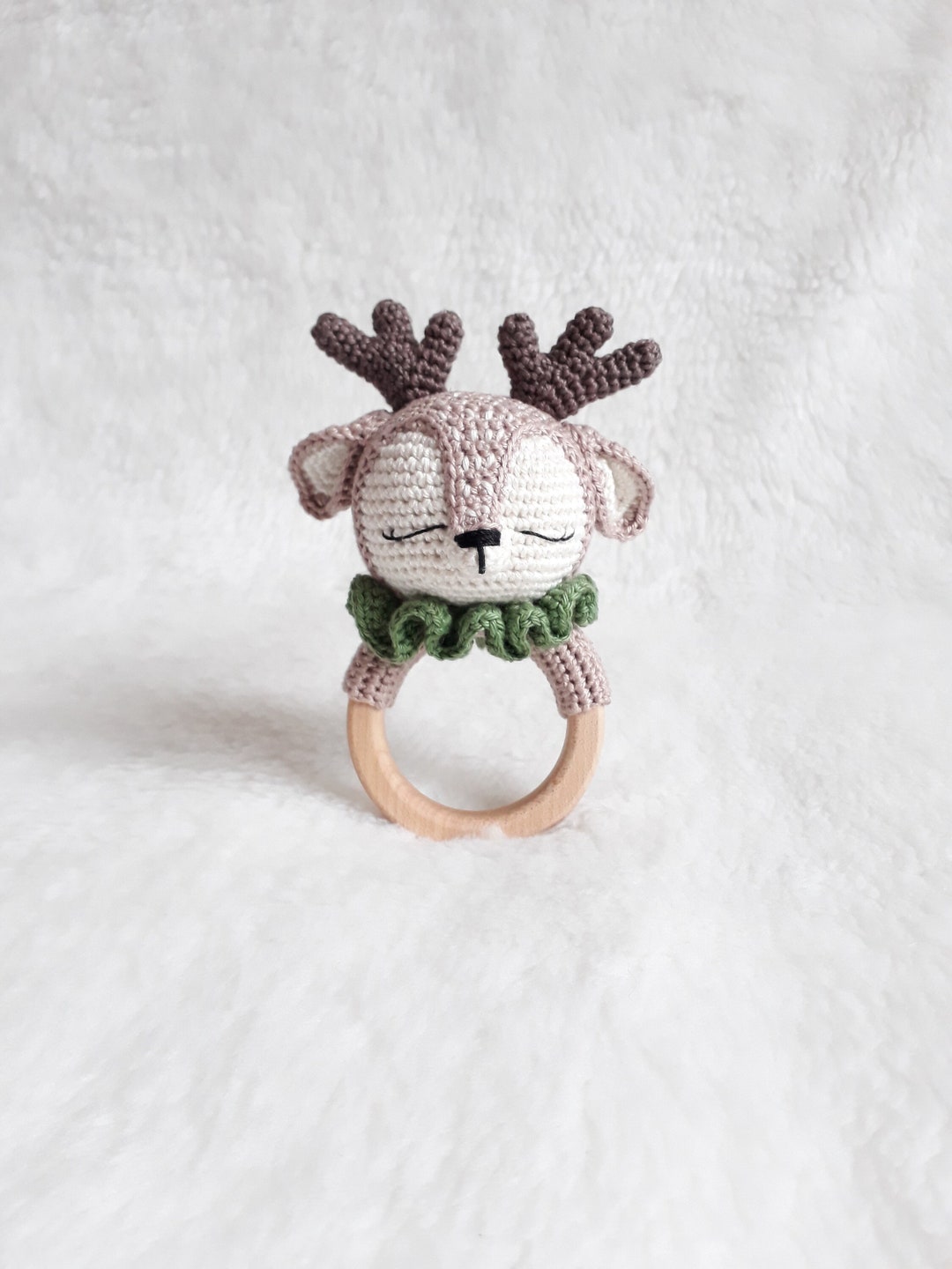 Crochet Deer Rattle: Handmade Cotton Amigurumi Baby Toy - Etsy