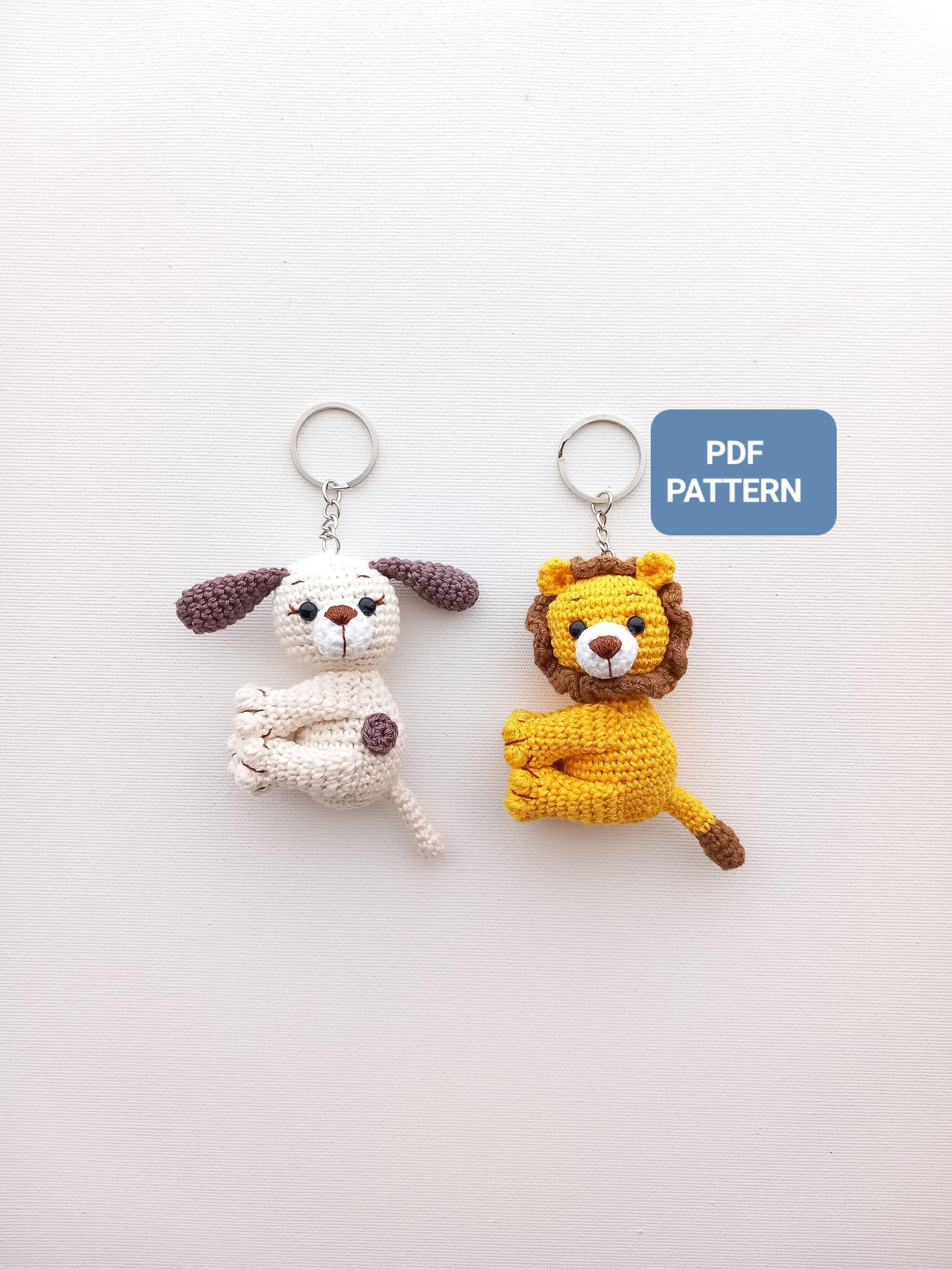 Crochet Lion & Dog Keychain Pattern: Amigurumi PDF (digital Download ...