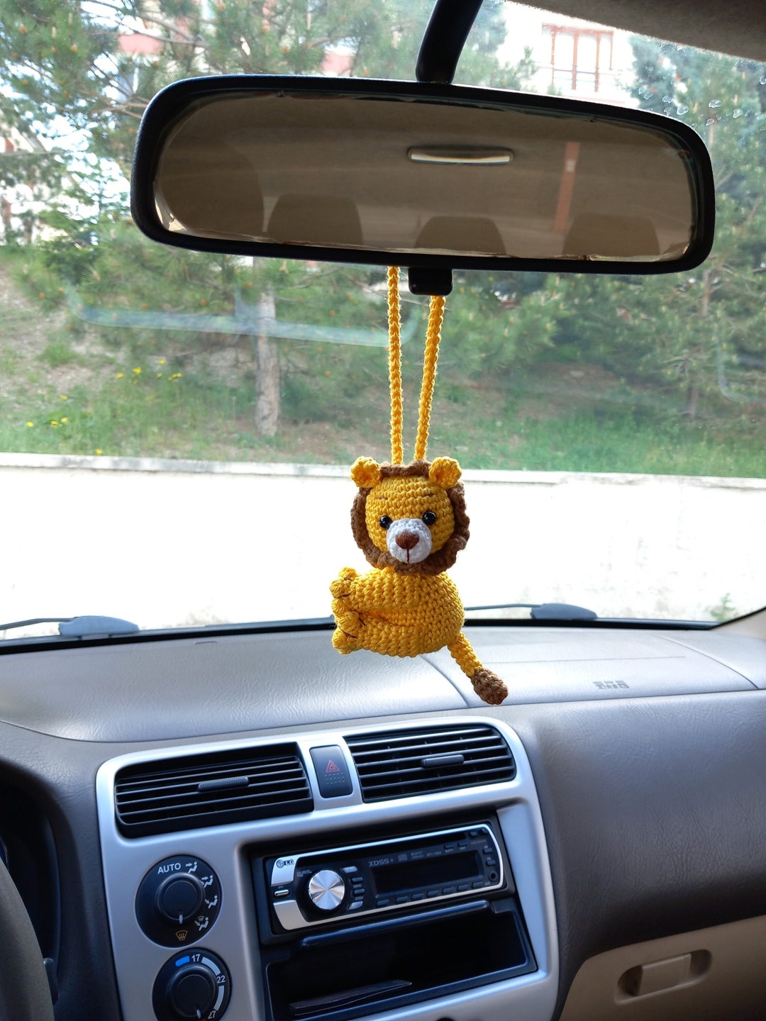 Crochet Car Accessories, Crochet Lion Car Hanging, Lion Car Mirror ...