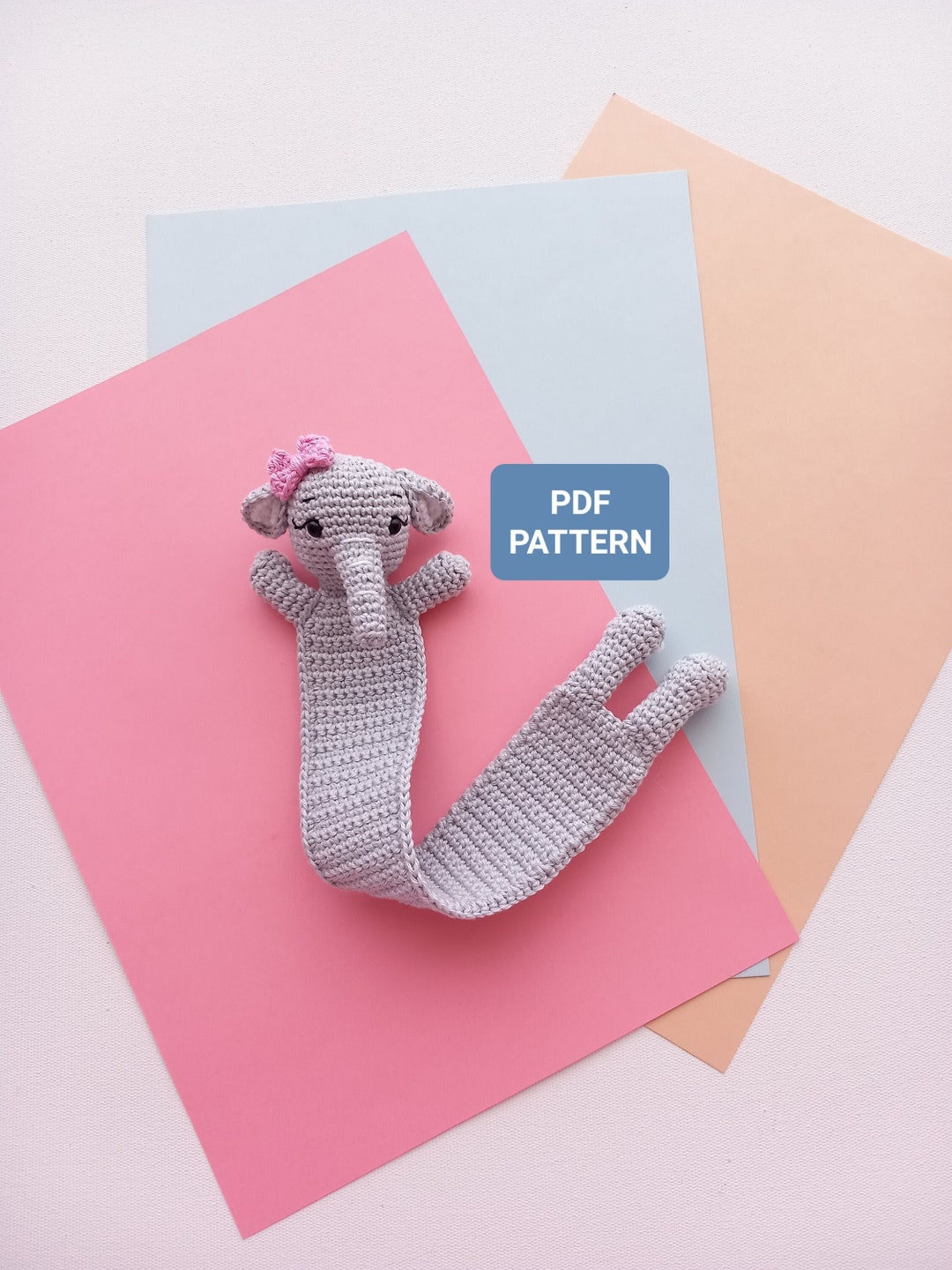 Crochet Pattern PDF, Crochet Elephant Bookmark, Elephant Bookmark ...