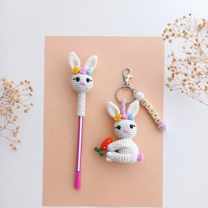 Crochet Rabbit Bookmark, Amigurumi Rabbit Bookmark, Rabbit Pencil ...