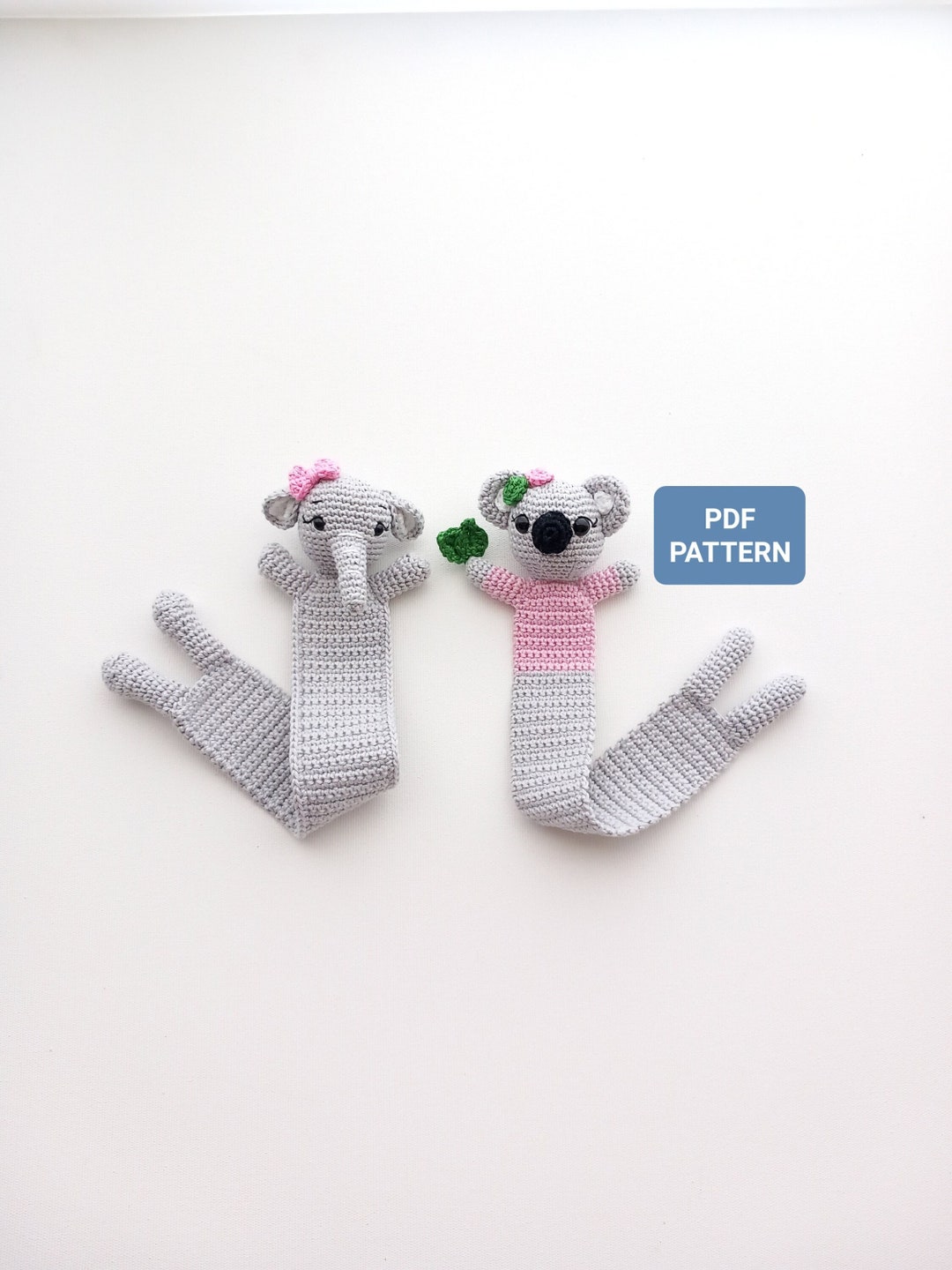 Crochet Elephant Bookmark Pattern, Crochet Koala Bookmark Pattern ...