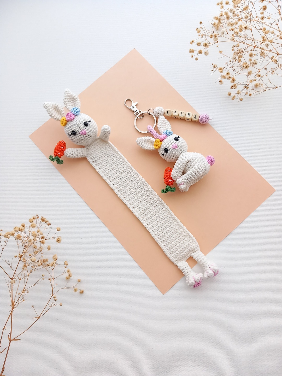 Crochet Rabbit Bookmark, Amigurumi Rabbit Bookmark, Rabbit Pencil ...