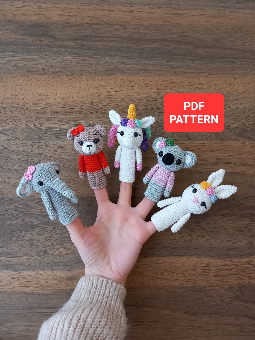 Crochet Finger Puppets Pattern, Animal Finger Puppet Pattern, Crochet ...