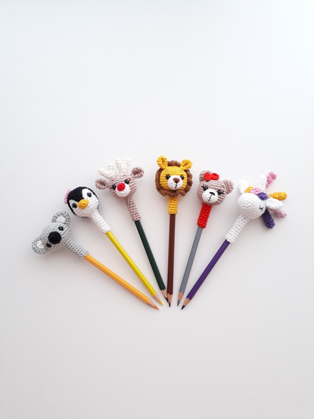 Crochet Pencil Toppers, Animal Pencil Toppers, for Best Gift, for Book ...