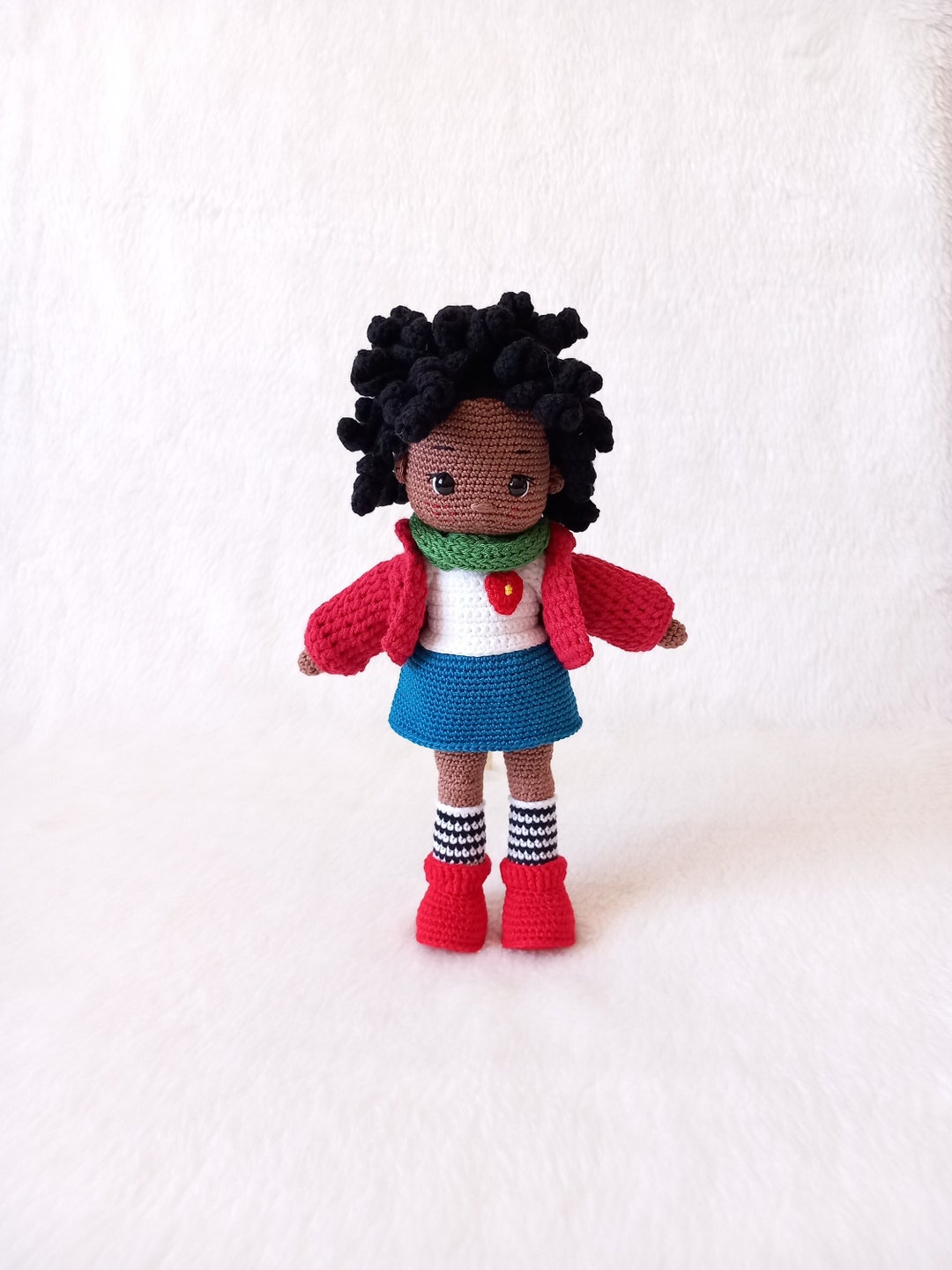 Crochet African American Doll, Amigurumi African American Doll, African ...