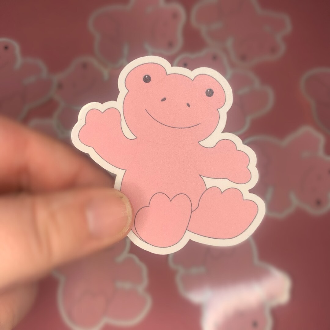 Cute Pink Frog Sticker - Etsy