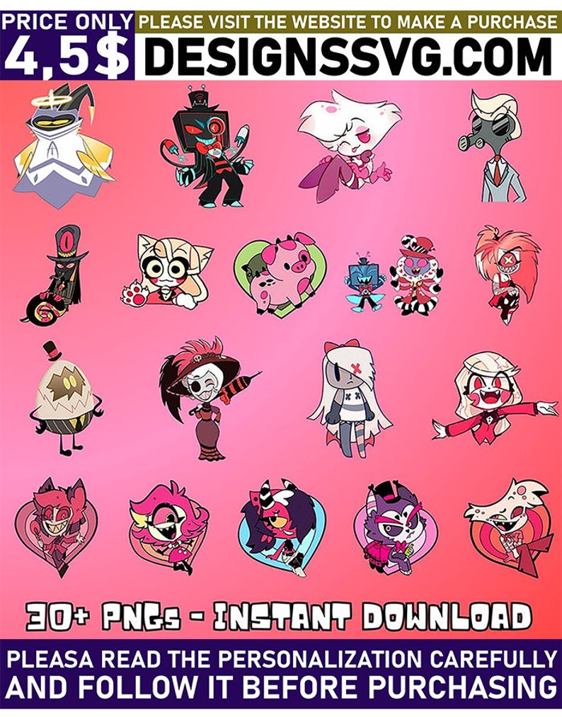 Hazbin Hotel Characters Bundle PNG Designs Cartoon Helluva Boss Instant ...