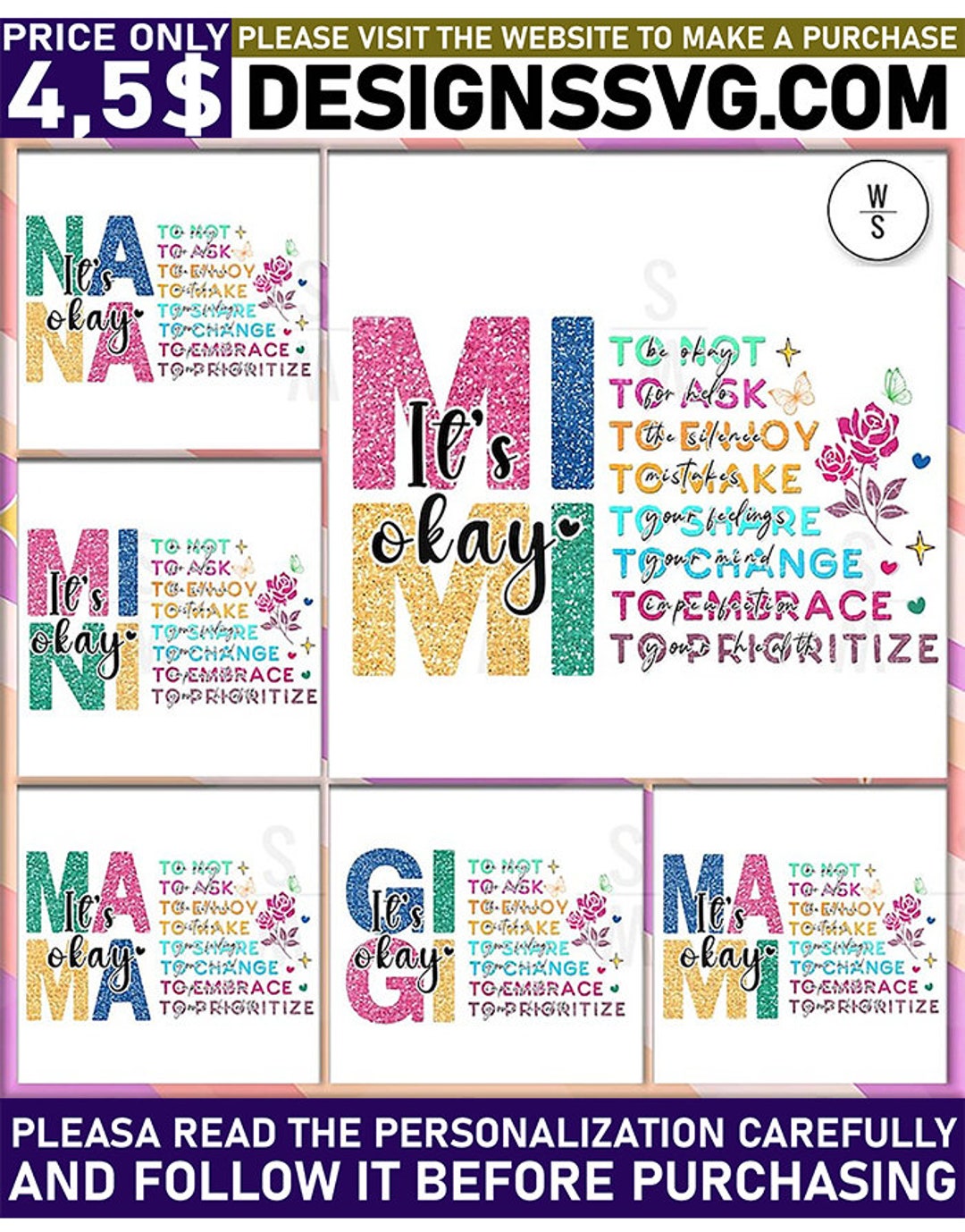 6 Retro Mama It_s Okay PNG Bundle, Mental Health Matters Png, Mom Life ...