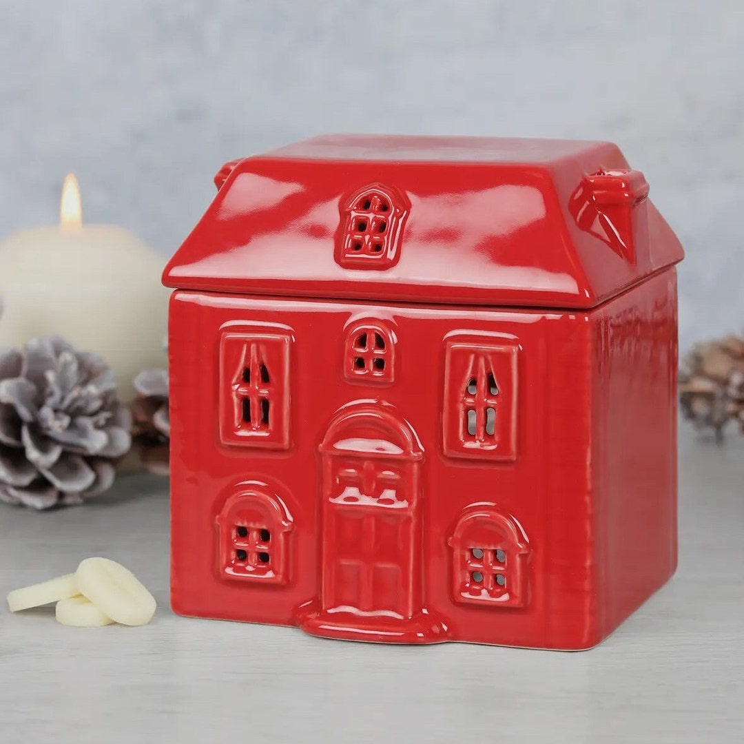 Red Ceramic House Oil Burner - Etsy