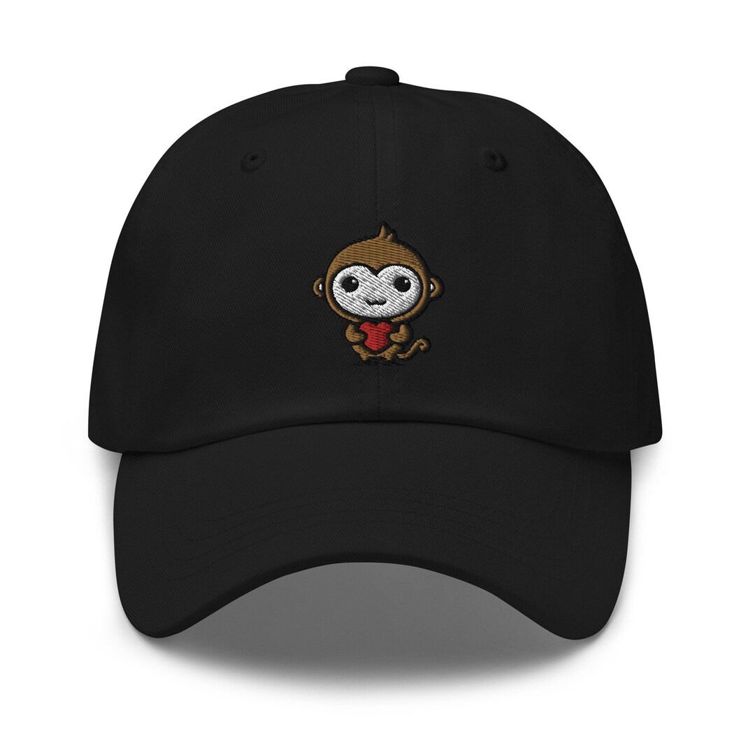 Cute Monkey Hugging Heart Embroidered Dad Hat, Monkey Baseball Cap ...