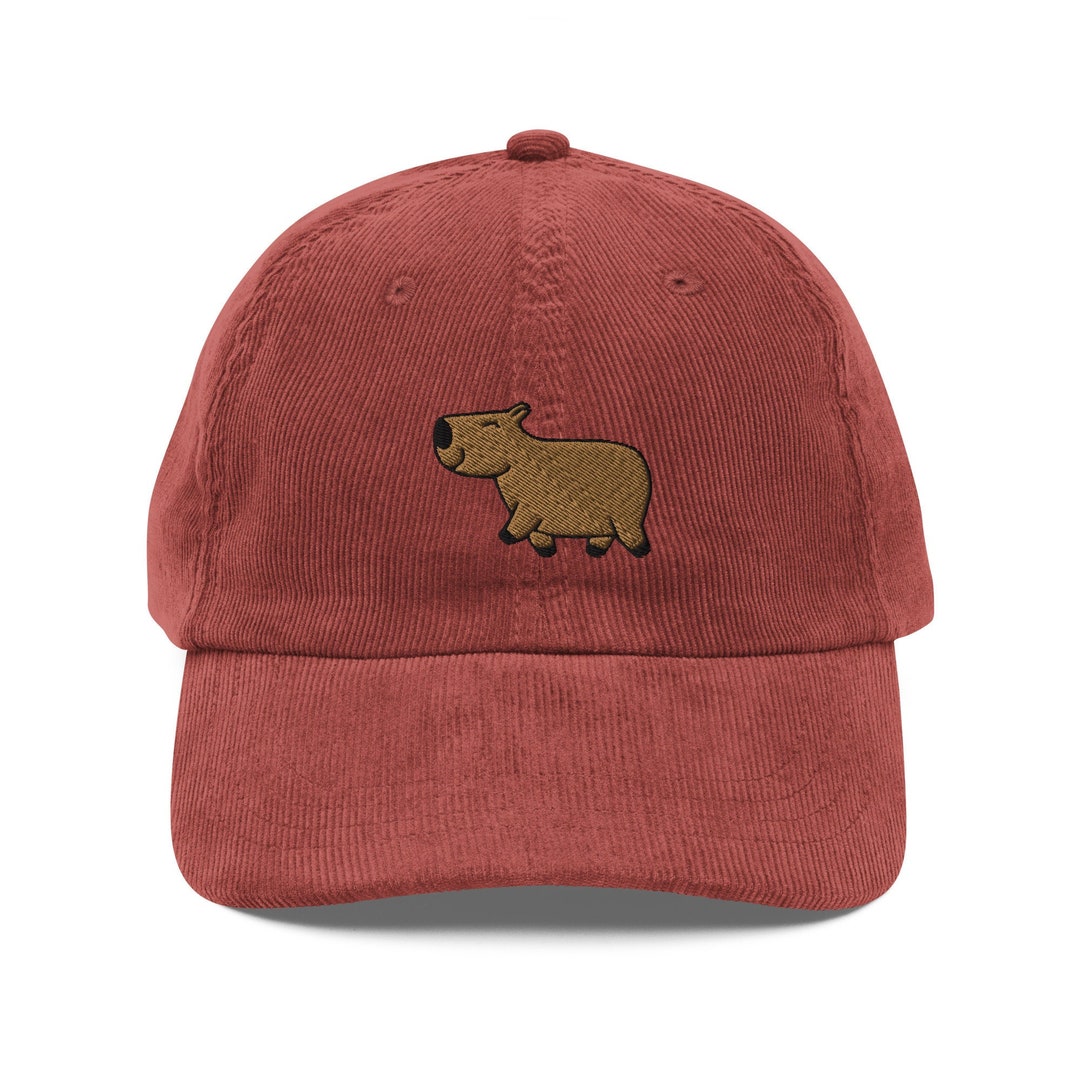 Capybara Embroidered Vintage Corduroy Cap, Capybara Hat, Ok I Pull Up ...
