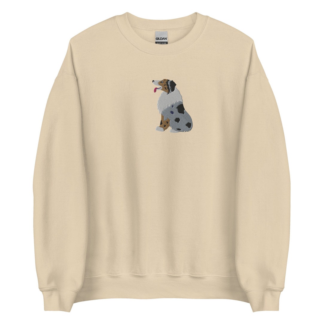 Embroidered Australian Shepherd Sweatshirt: Blue Merle Aussie Dog Lover ...