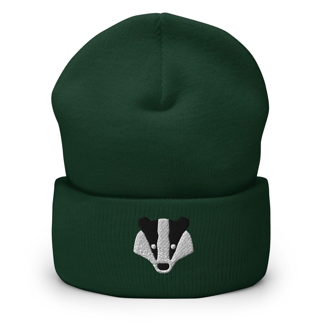Embroidered Badger Beanie: Wildlife Cuffed Hat - Etsy UK