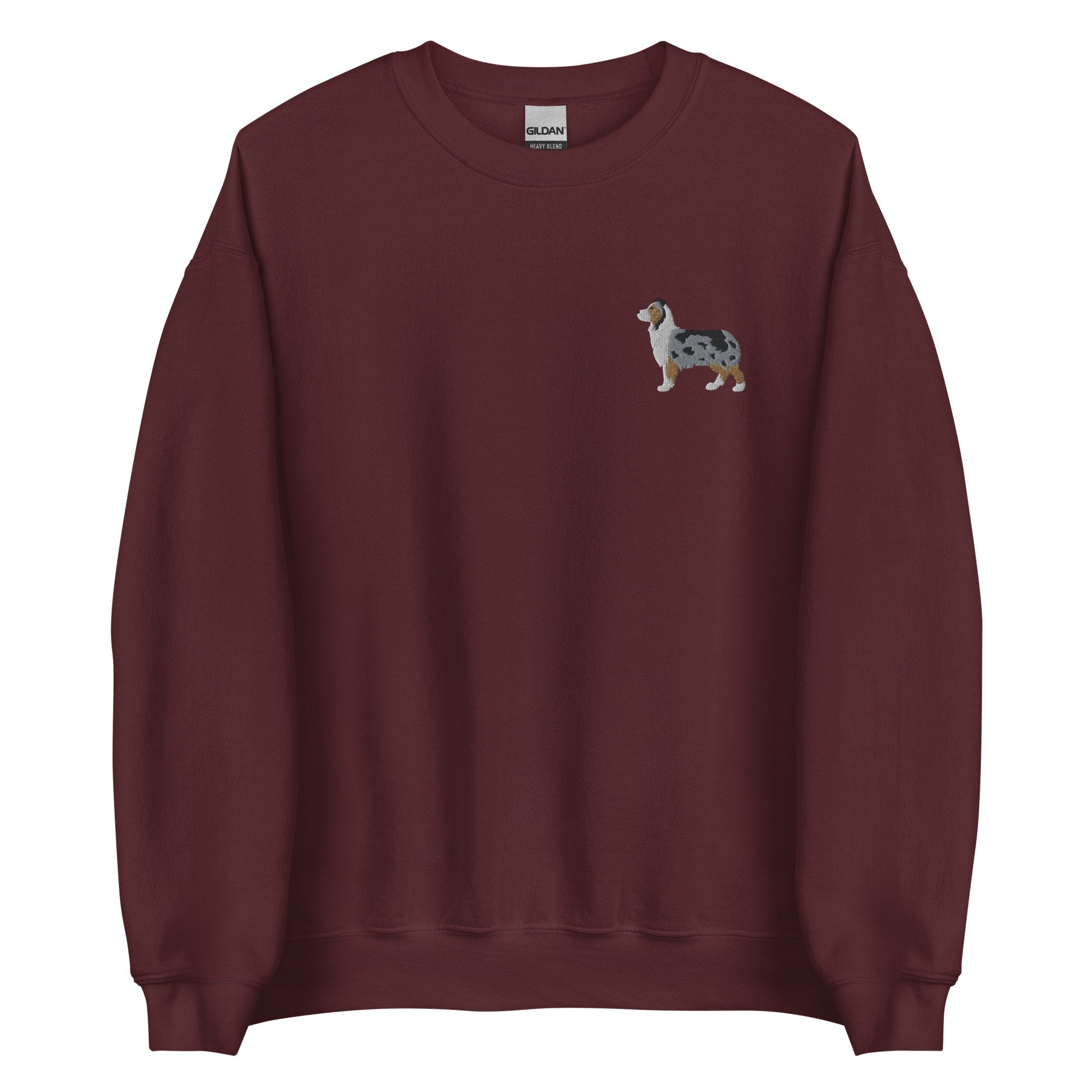 Embroidered Australian Shepherd Sweatshirt: Blue Merle Aussie Dog Lover ...