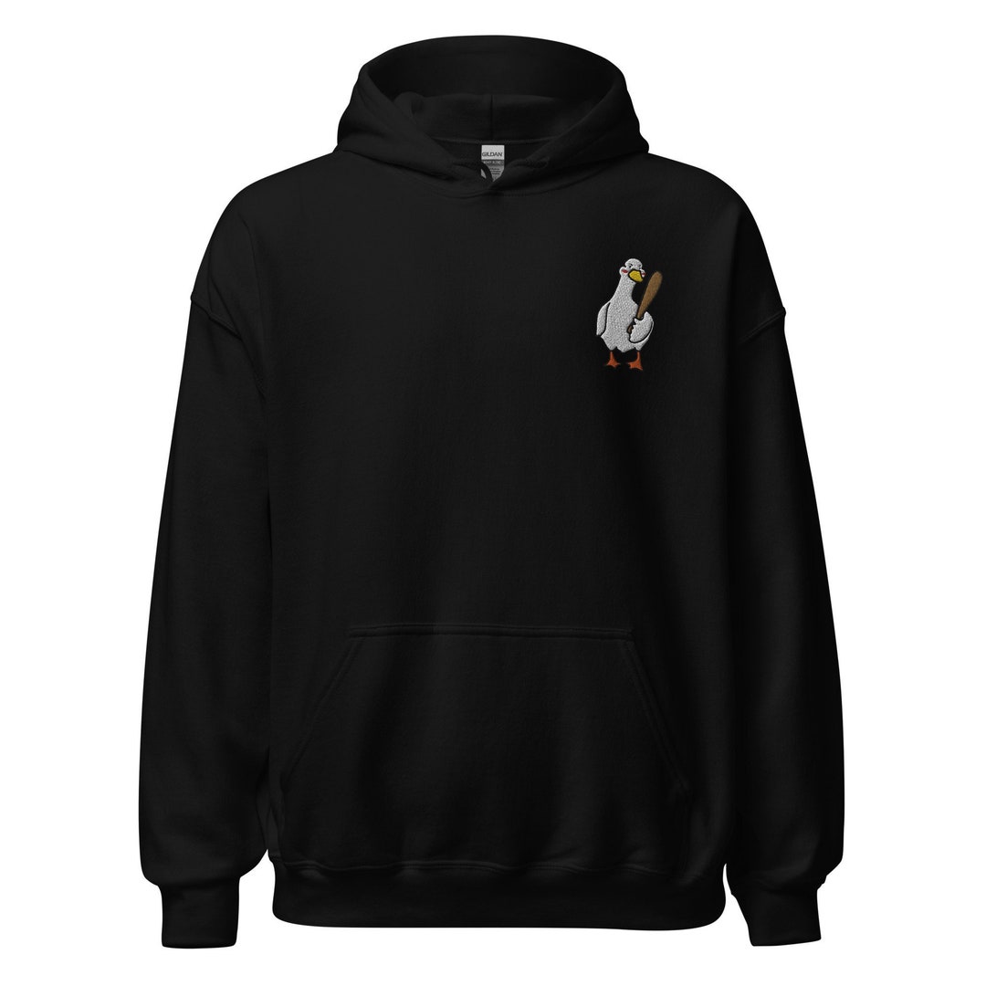 Goose With Baseball Bat Embroidered Hoodie - Funny Meme - Etsy
