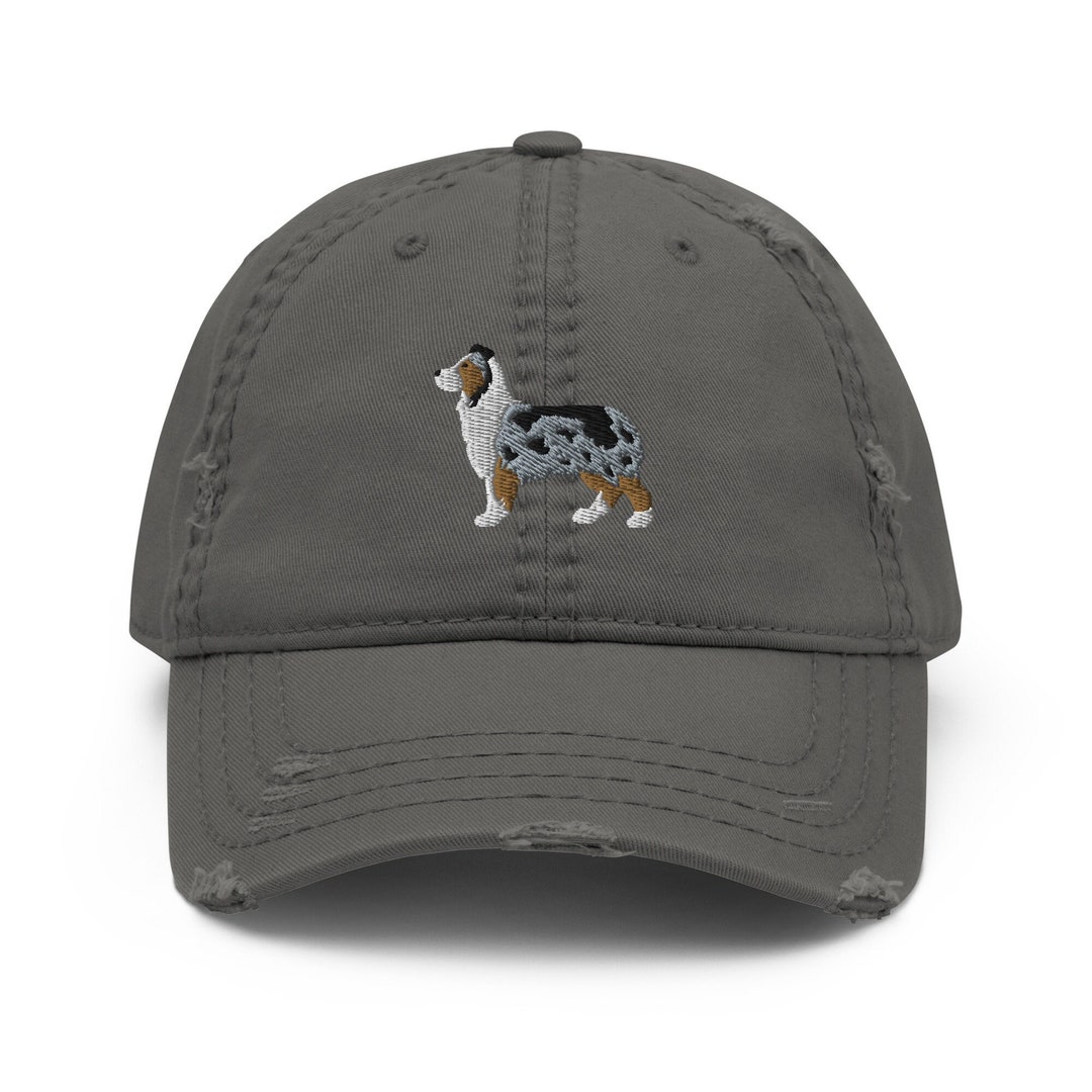Merle Australian Shepherd Distressed Dad Hat, Embroidered Aussie ...